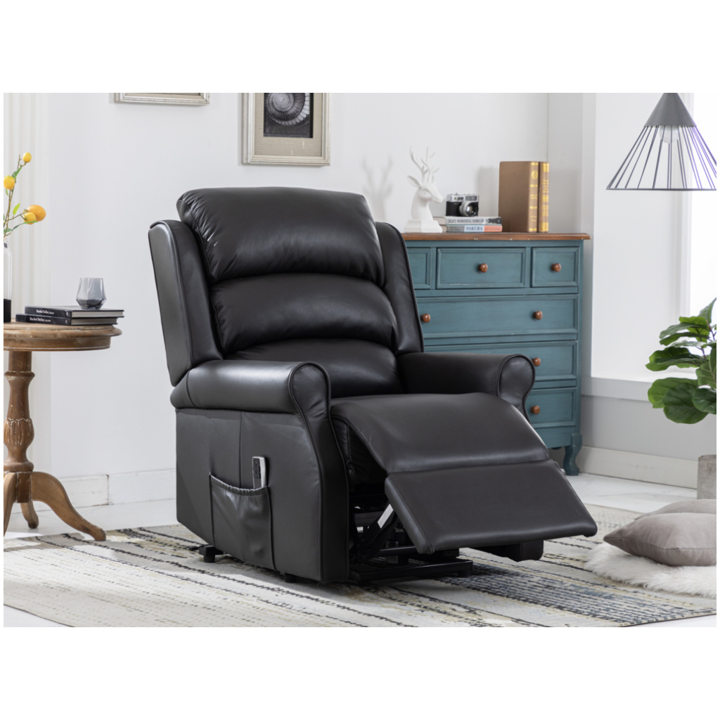 Windsor Black Leather Lift & Tilt Recliner - Dual Motor - Mid West ...
