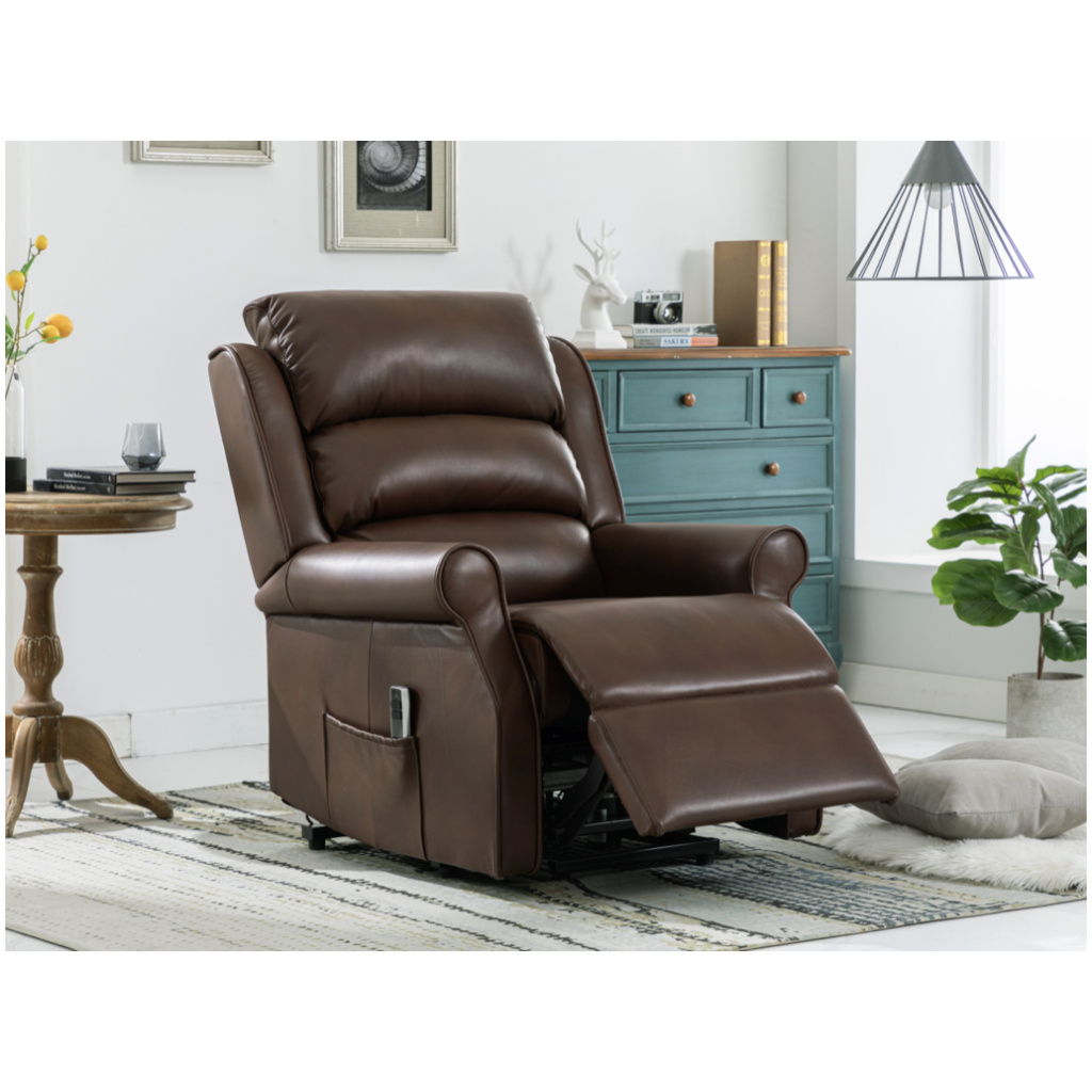 Windsor Brown Leather Lift & Tilt Recliner - Dual Motor - Mid West ...